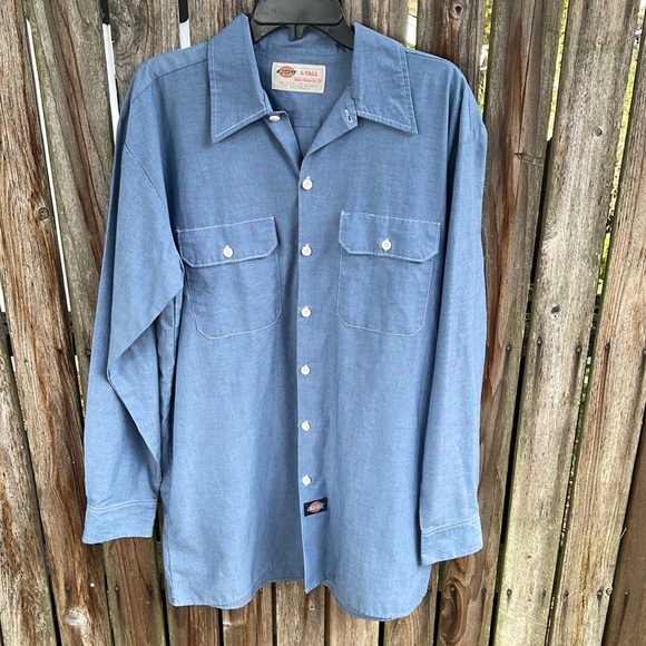 Dickies | Shirts | Dickies Large Tall Work Shirt Blue Long Sleeve ...